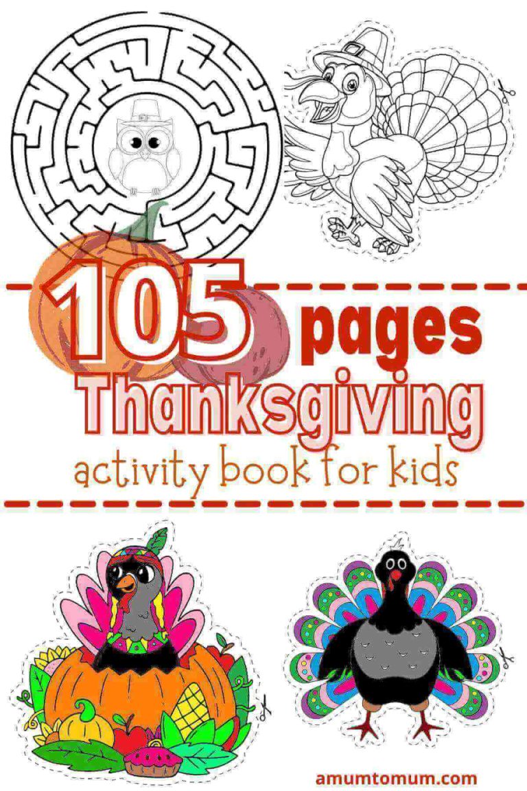 FREE Thanksgiving Activity Book Printable With 105 Pages